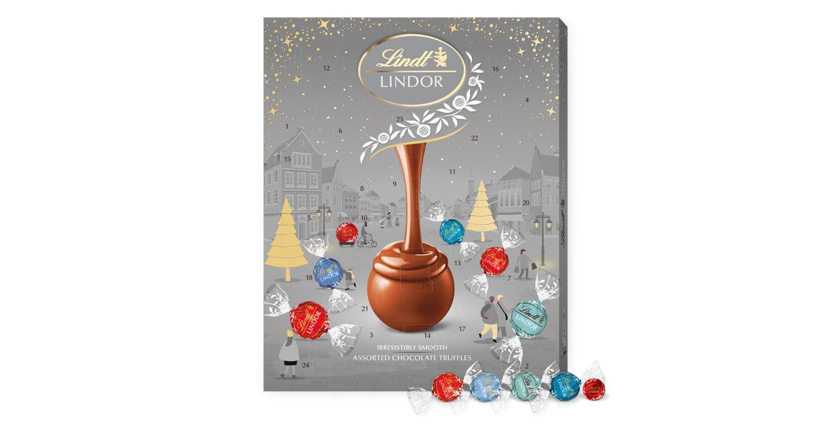 Lindt LINDOR Assorted Chocolate Truffles Silver Advent Calendar | choc ...