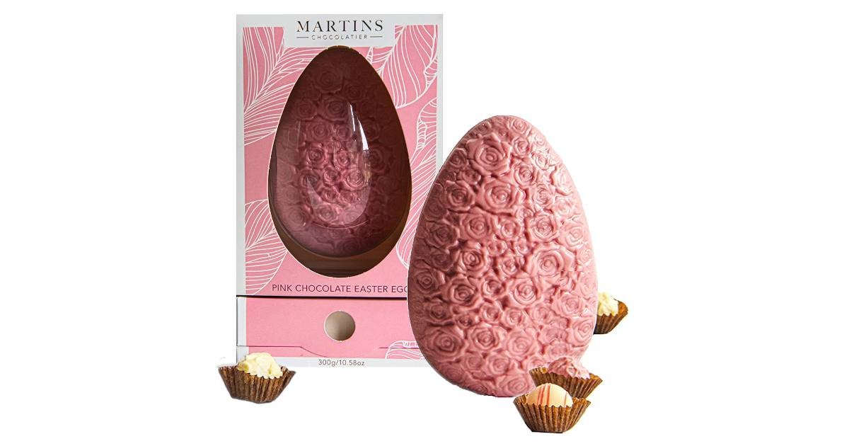Martin's Chocolatier "Rose" Thick Pink Chocolate Luxury Easter Egg ...