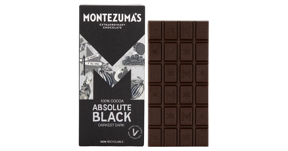Montezuma's Absolute Black 100% Cocoa Dark Chocolate Bar 90g | choc-o-holic