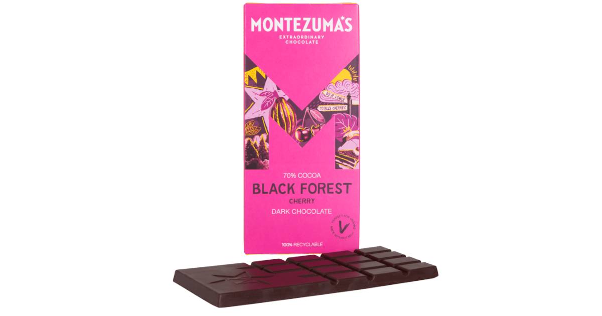 Montezuma's Black Forest 70% Cocoa Dark Chocolate Bar with Cherry 90g ...