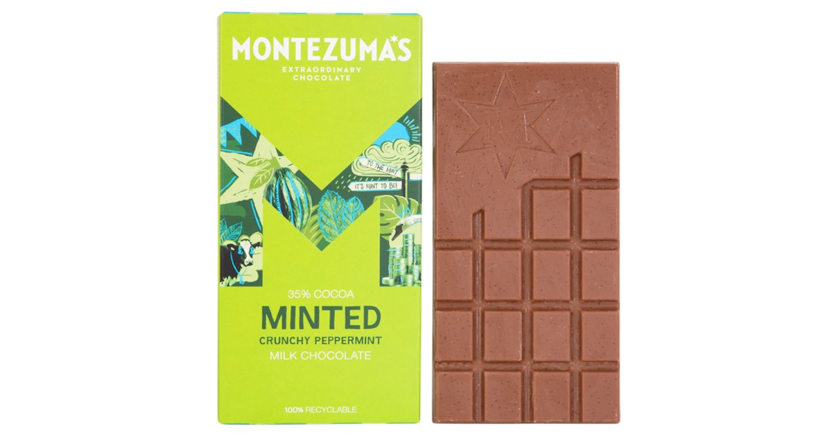 Montezuma’s Milk Chocolate Minted with Crunchy Peppermint Chocolate Bar ...
