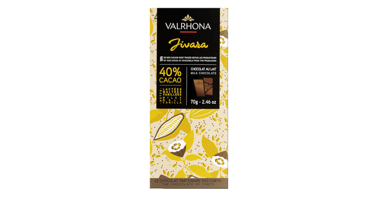 VALRHONA Jivara 40% Cocoa Milk Chocolate Bar 70g | choc-o-holic